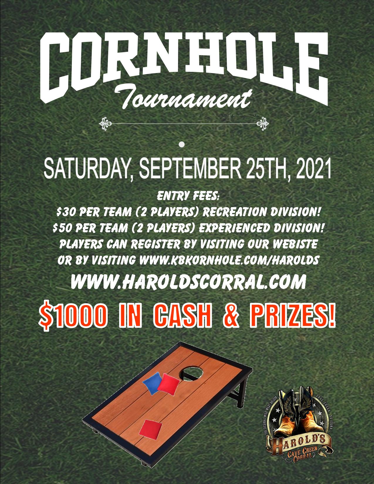 Cornhole Flyer - Harold's Cave Creek Corral