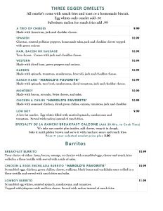 Harold's Menus - Harold's Cave Creek Corral