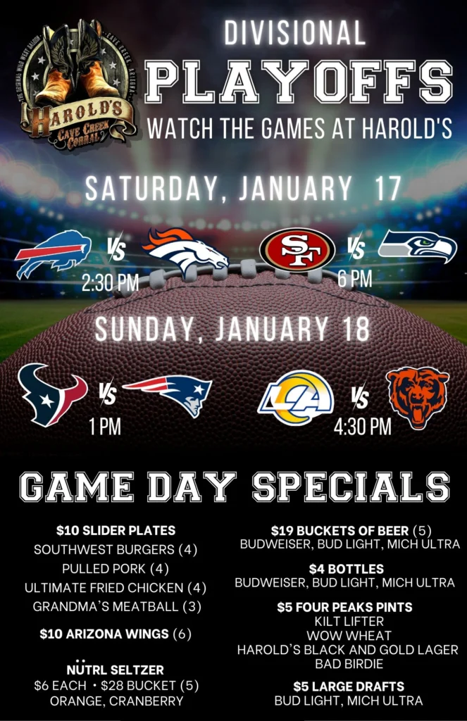 NFL Divisional Playoff Games - Harold's Cave Creek Corral